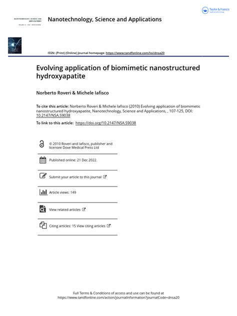 Evolving Application Of Biomimetic Nanostructured Hydroxyapatite Pdf