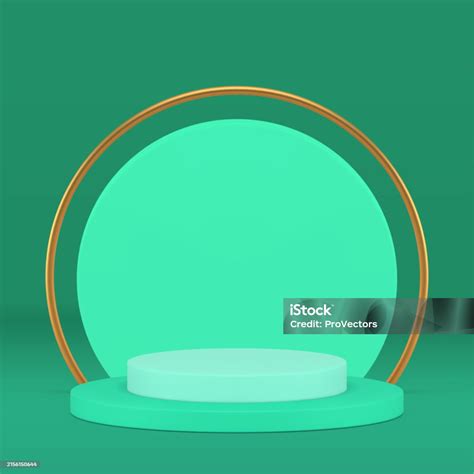 3d 녹색 고급 연단 받침대 와 원형 벽 배경 발표 사실적인 벡터 3차원 형태에 대한 스톡 벡터 아트 및 기타 이미지 3차원