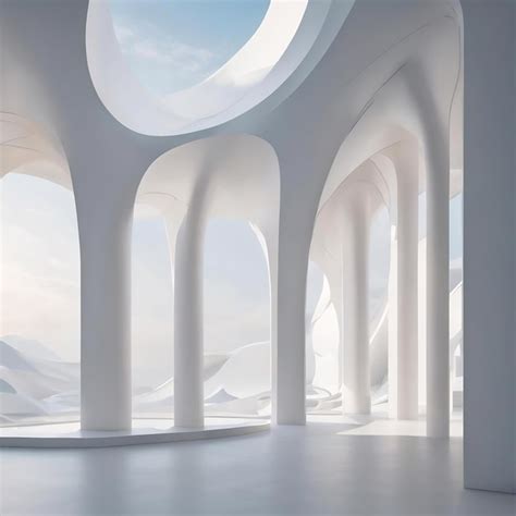 Premium Photo White Abstract Curvilinear Architecture 3d Rendering