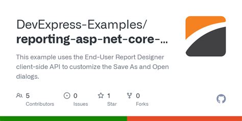 github devexpress examples reporting asp net core customize open and