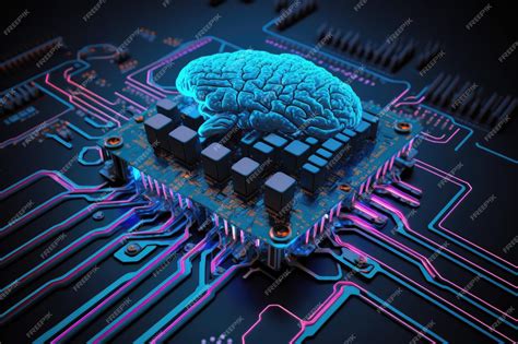 Premium Photo 3d Rendering Of Artificial Intelligence Hardware Concept Glowing Blue Brain
