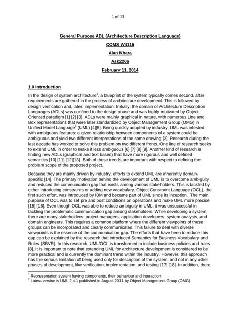 Pdf General Purpose Adl Architecture Description Language · 1 Of 13 General Purpose Adl