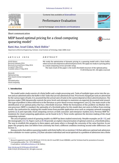 Pdf Mdp Based Optimal Pricing For A Cloud Computing Queueing Model