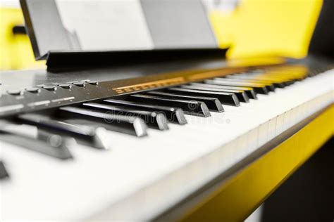 Black And White Synth Keys On Yellow Background Stock Image Image Of