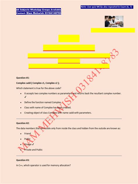Cs201p Final Mcqs By Mam Mehwish Pdf Pointer Computer Programming