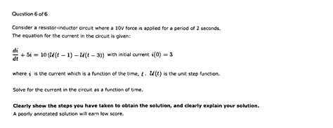 Solved Question Of Consider A Resistor Inductor Circuit Chegg