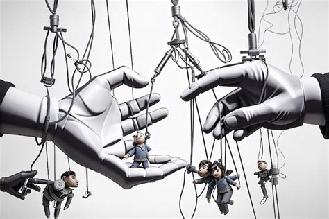 Premium Photo Puppet And Puppeteer Hands With A Strings Ink Black And White Drawing