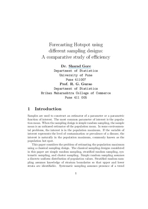 Pdf Forecasting Hotspot Using Different Sampling Designs A