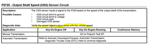 Code P0720 Output Speed Sensor Not Efficient Cluster Dash Goes