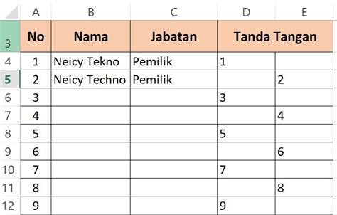 Cara Membuat Kolom Tanda Tangan Daftar Hadir Di Excel Neicytekno