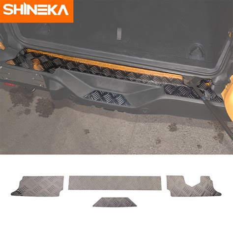 Shineka 자동차 트렁크 후면 범퍼 보호 보드 장식 커버 포드 브론코 2021 2022 알루미늄 합금 외부 액세서리
