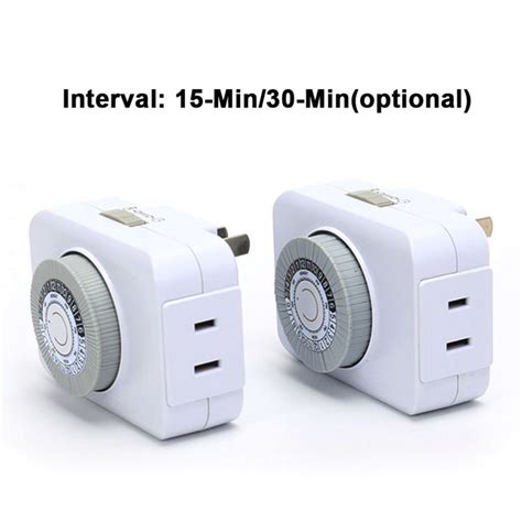 Indoor Mechanical Outlets Timer 24 Hour Programmable Plug In Switch Support 15 Minute Interval