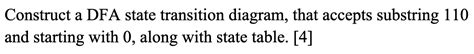Solved Construct A Dfa State Transition Diagram That