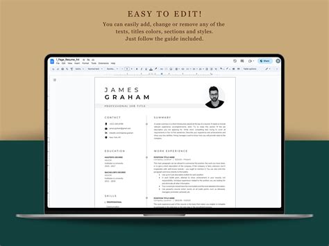 Resume Template CV Template Google Docs Professional Resume Template With Photo Modern Resume