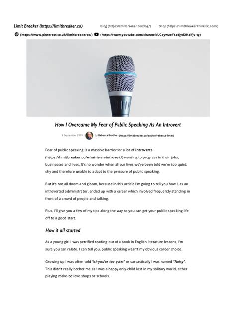 How I Overcame My Fear Of Public Speaking As An Introvert Pdf