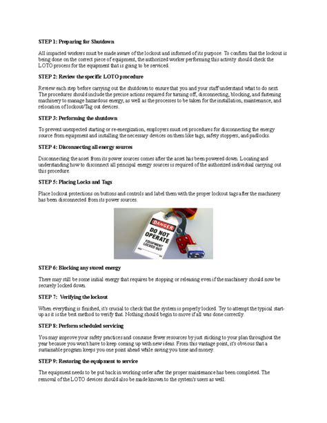 Loto Loto Step 1 Preparing For Shutdown All Impacted Workers Must Be Made Aware Of The