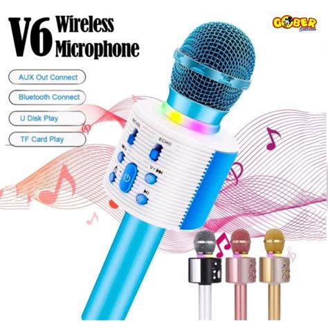 Jual Mic Karaoke Speaker Mic V Speaker Wireless Portable Microphone Hifi Shopee Indonesia