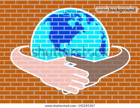 Hands Round Globe Unity Symbolizes Drawing Stock Vector Royalty Free Shutterstock