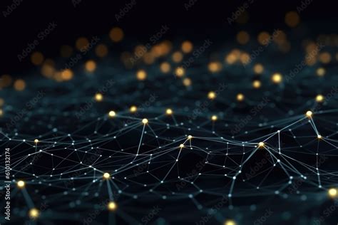 Abstract Connected Dots On A Dark Background Big Data Digital Code Data Transmission