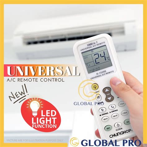 Chunghop Universal Remote Aircond A C Remote Control With Torchlight