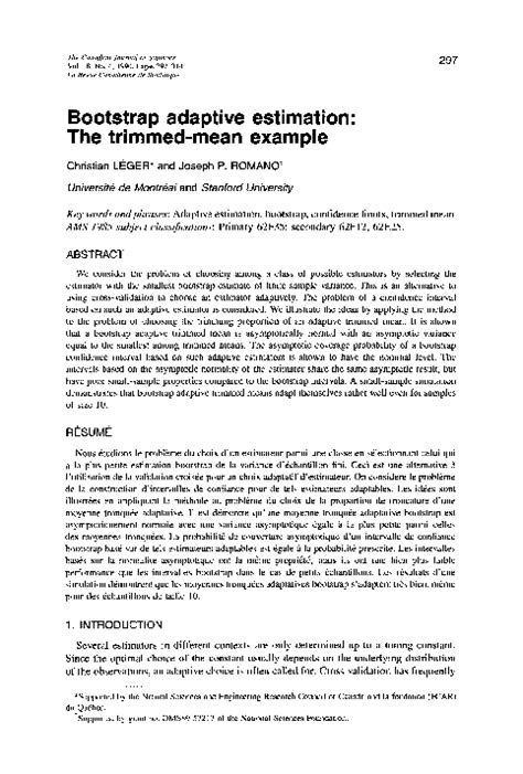 Pdf Bootstrap Adaptive Estimation The Trimmed Mean Example
