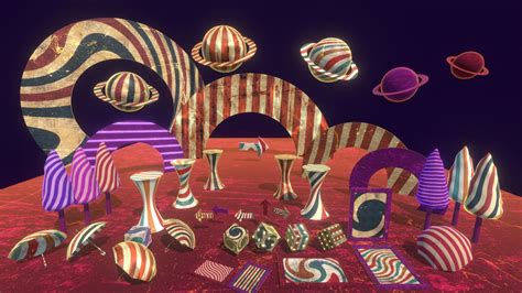 Abstract Retro Shaders And 3d Props