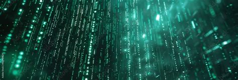 Artificial Intelligence A Stream Of Green Matrix Code Falling Like Rain In A Cyberpunk Style