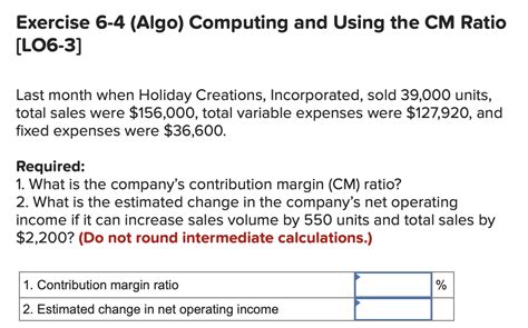 Solved Exercise 6 4 Algo Computing And Using The Cm Ratio
