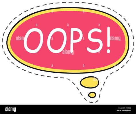 Oval shaped red speech bubble with a yellow outline and a surprised expression, featuring the ...
