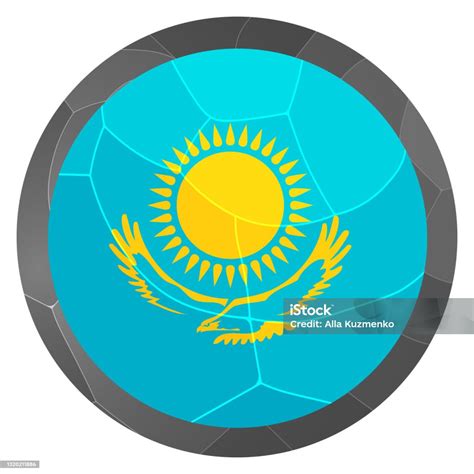 카자흐스탄의 국기와 유리 빛 공 둥근 구 템플릿 아이콘 카자흐어 국가 상징 흰색 배경에 강조 표시된 광택 사실적 공 3d 추상 벡터 일러스트레이션 큰 거품 3차원 형태에