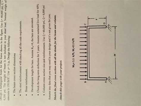 solved design a rectangular beam for the frame shown in the