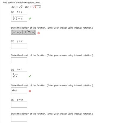 Solved Find Each Of The Following Functions F X X G X Chegg Com