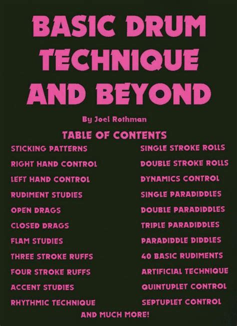 Basic Drum Technique And Beyond Joel Rothman Sheet Music For Drums