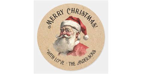 Vintage Santa Claus Christmas Classic Round Sticker Zazzle