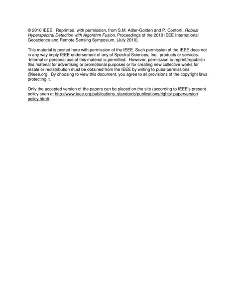 Pdf Robust Hyperspectral Detection With Algorithm Fusion