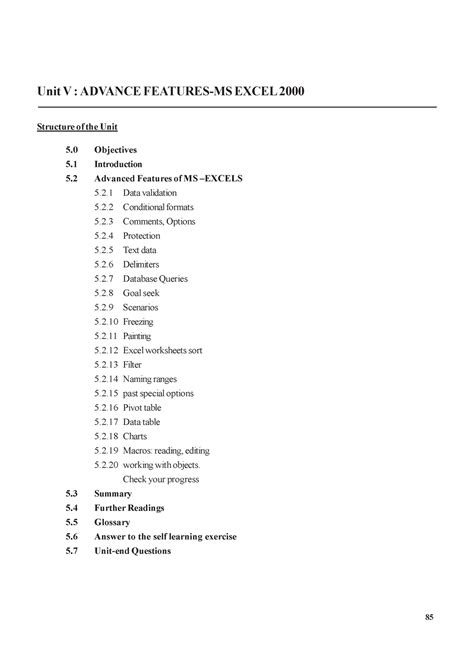 Advance Features Ms Excel 2000 Unit V Advance Features Ms Excel 2000