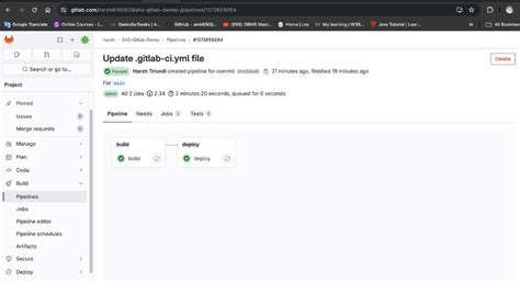 harsh trivedi on linkedin project aws eks gitlab ci deployed