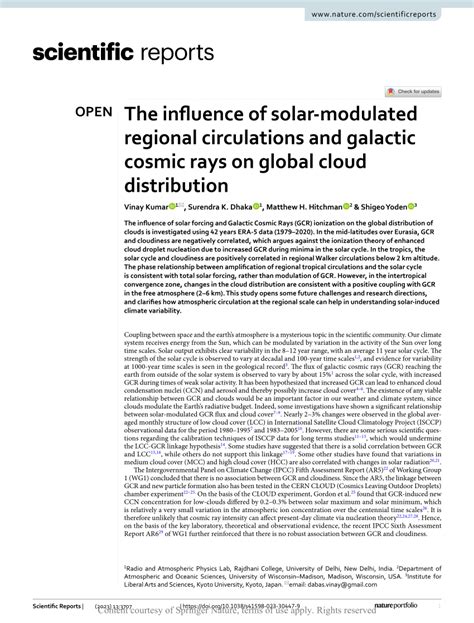 PDF The Influence Of Solar Modulated Regional Circulations And Galactic Cosmic Rays On Global
