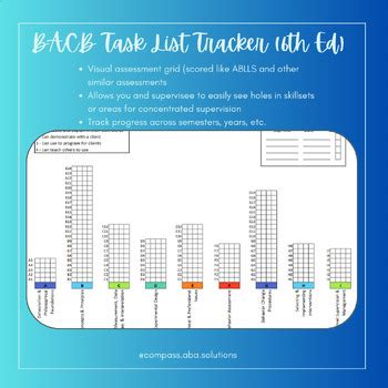 BACB Task List Tracker Th Ed By Compass ABA Solutions TPT
