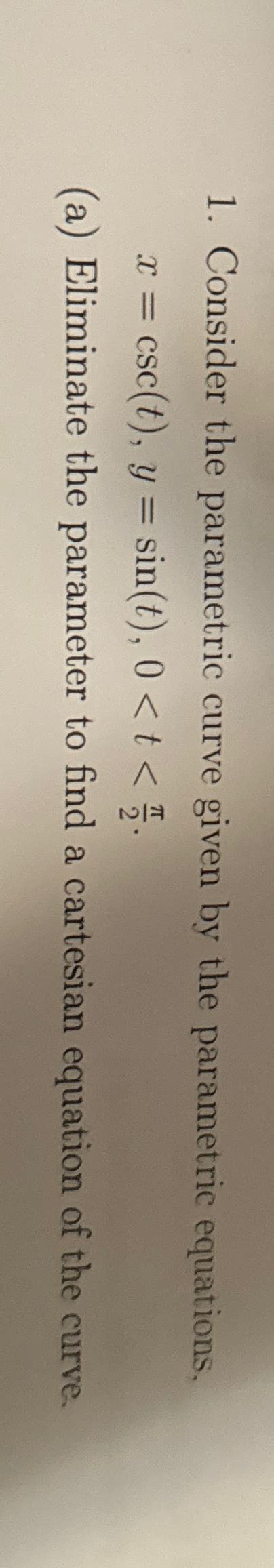 solved consider the parametric curve given by the parametric