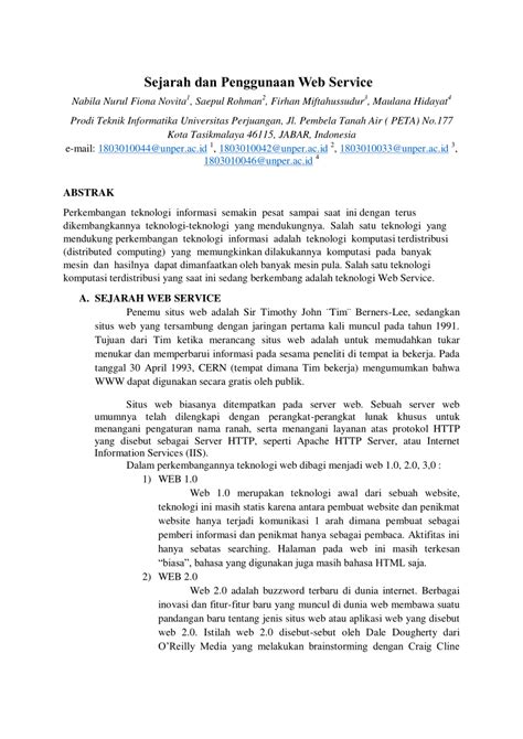 PDF Sejarah Dan Penggunaan Web Service
