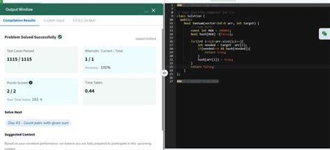 gfg160dayschallenge dsa twosum hashing cpp geeksforgeeks