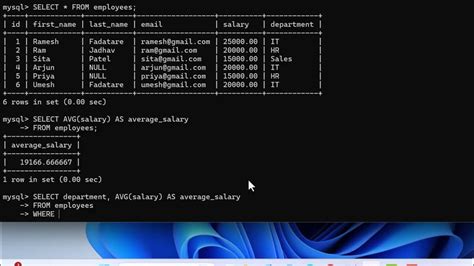 learn sql with mysql database avg aggregate function calculate