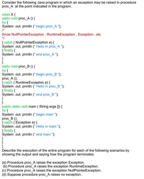 Solved Consider The Following Java Program In Which An