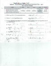 MHF U Exponential And Logarithmic Functions Test Level Docx F Log Find The