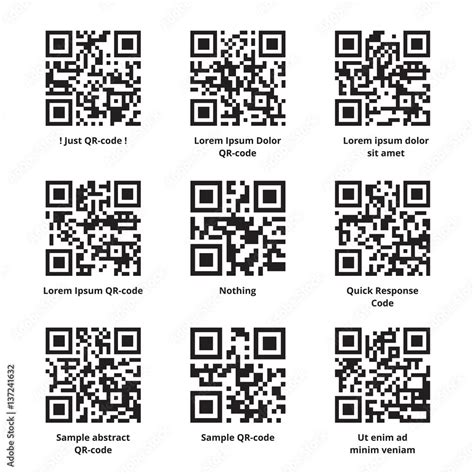 Sample Lorem Ipsum Qr Code Set Quick Response Codes With Meaningless