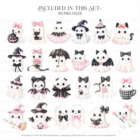 Cute Ghost Halloween Clipart Pink Halloween Clipart Pastel Watercolor