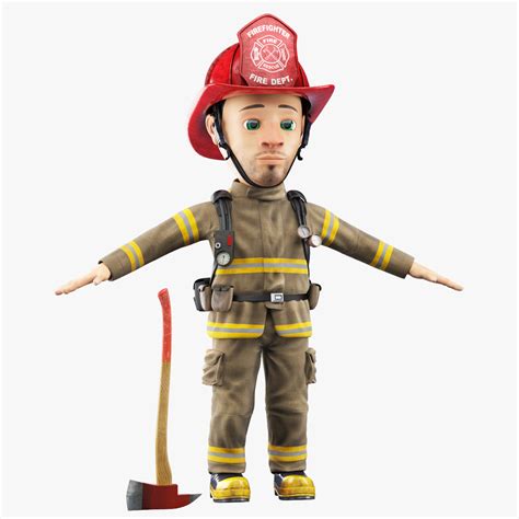만화 소방관 3d 모델 12 Blend Free3d