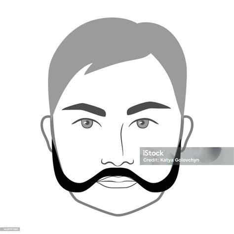 A La Souvarov Imperial Beard 스타일의 얼굴 그림에 있는 남자 수염 콧수염 벡터 회색 검정 초상화 남성 패션 템플릿 플랫 이발사 컬렉션 세트입니다