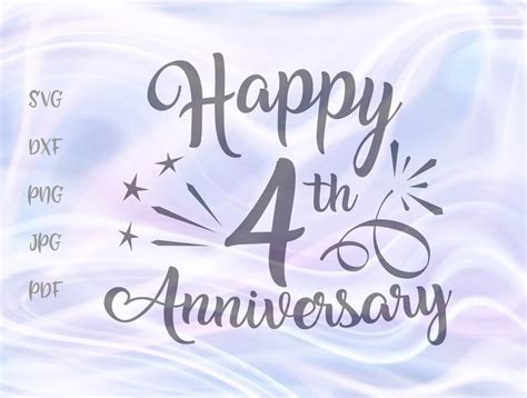 Happy 4th Anniversary SVG Files for Cricut Linen Wedding Forth Four Year Letter Word Gift ...